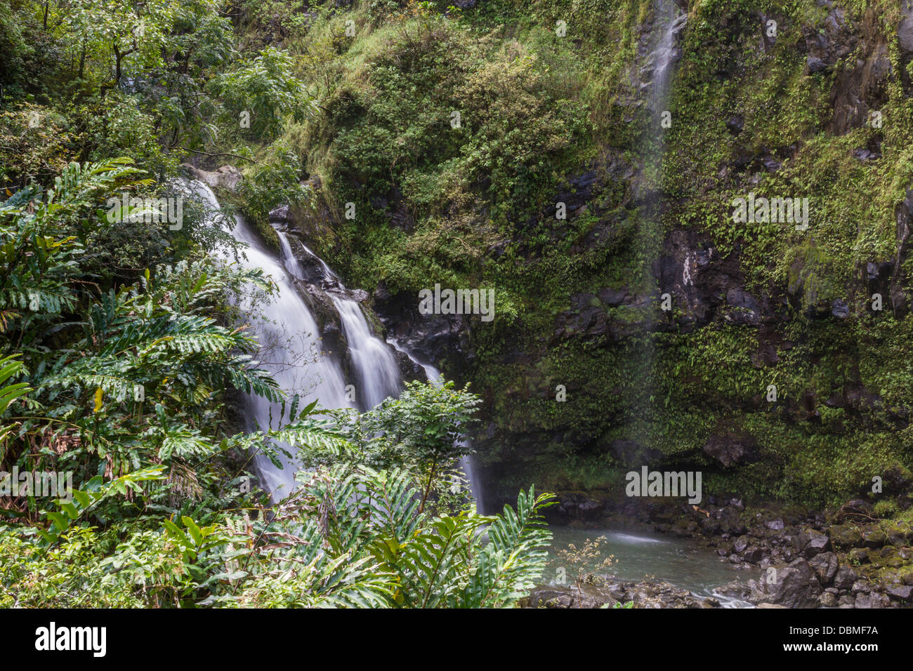 "Waikani Falls" or "Three Bears Falls", one of the many waterfalls ...