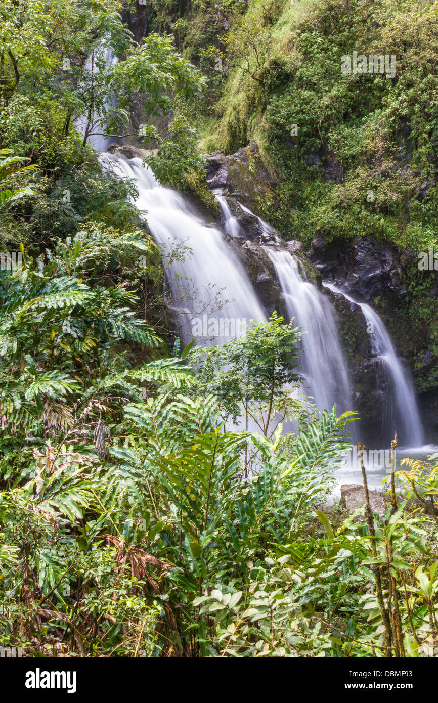 "Waikani Falls" or "Three Bears Falls", one of the many waterfalls ...