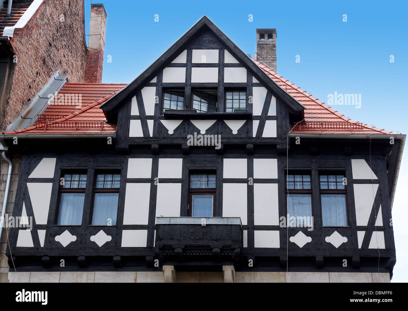 front side of german-style building Stock Photo - Alamy