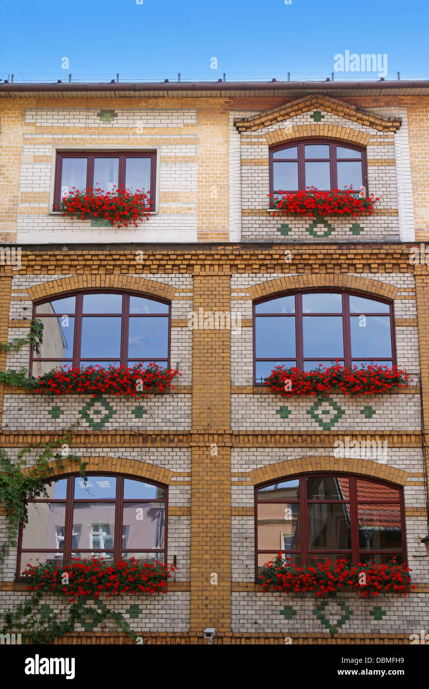 front side of old decorated house Stock Photo - Alamy