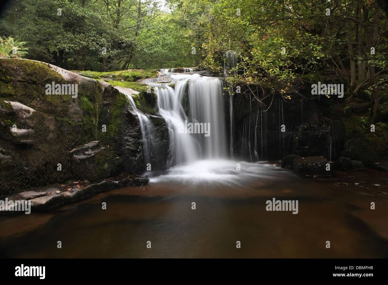 Welsh Waterfall in Talybont forest Stock Photo - Alamy