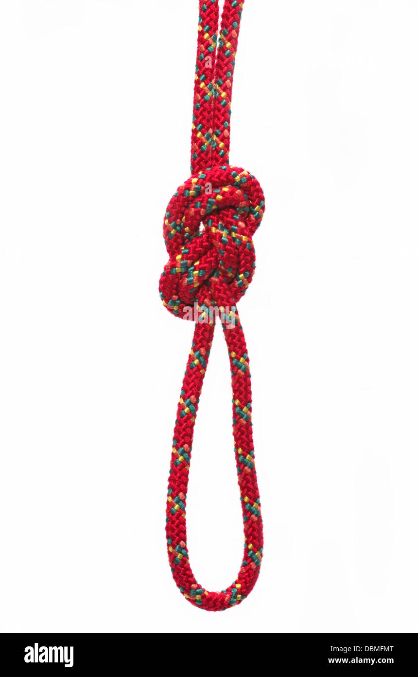 Climbing knot on a alpine rope, double eight Stock Photo - Alamy