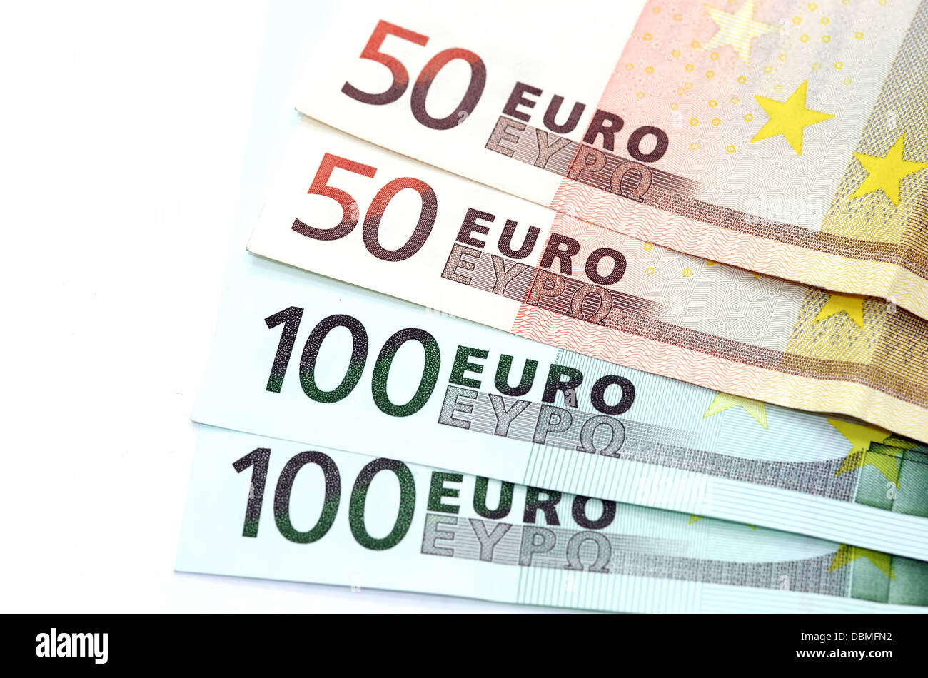Euro banknotes isolated on a white background Stock Photo - Alamy