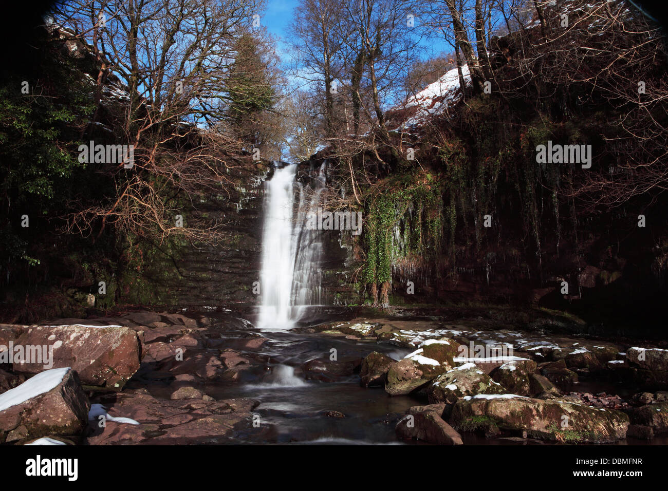 Tall waterfall in Wales Stock Photo - Alamy