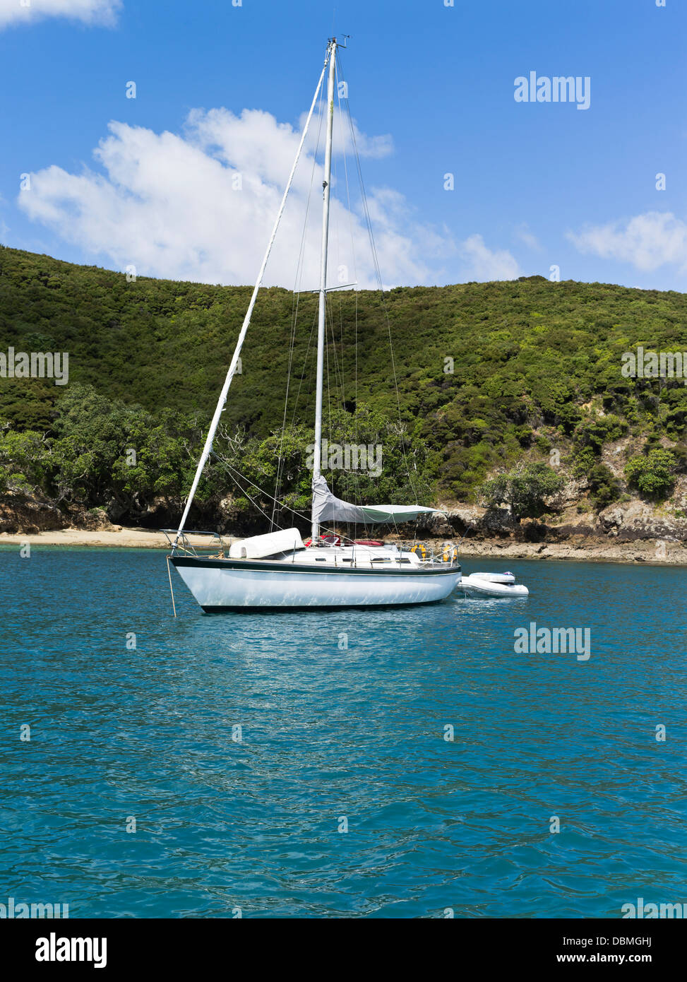 dh BAY OF ISLANDS NEW ZEALAND Island coast sailing yacht and dinghy ...