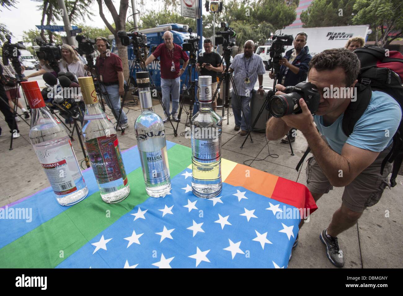 Los Angeles, California, USA. 1st Aug, 2013. Bottles of vodkas are seen ...