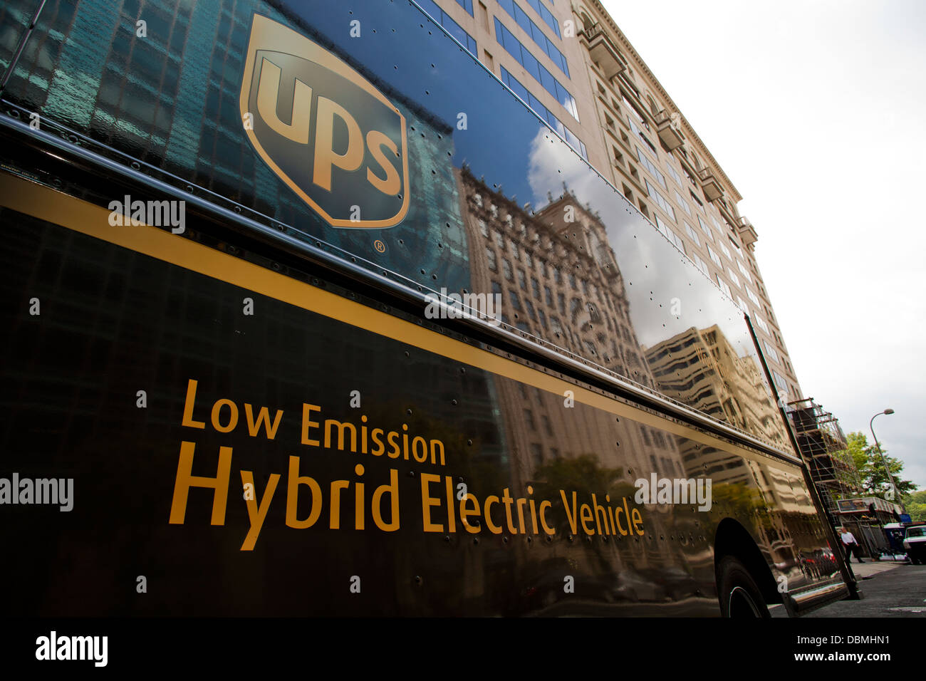 UPS Hybrid delivery truck logo close up - Washington, DC USA Stock ...