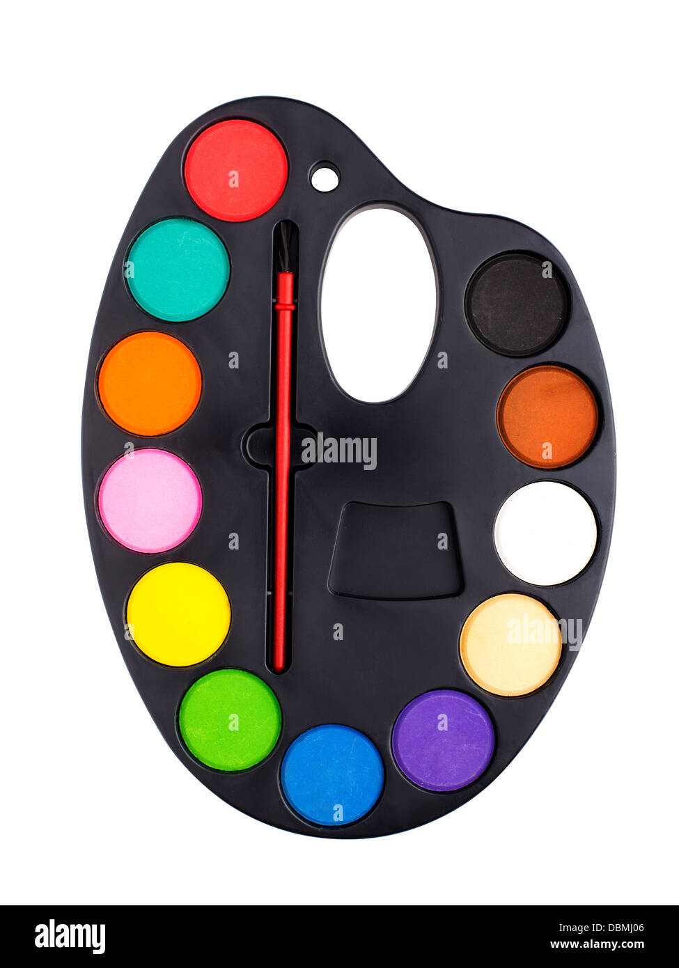 Oil color palette paintbrush Cut Out Stock Images & Pictures - Alamy