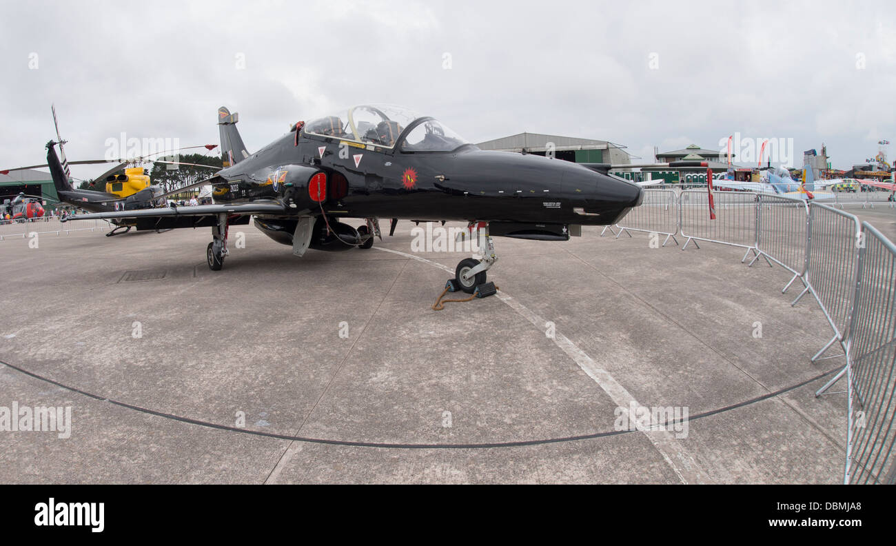 Wide angle view of Royal Navy Hawk Jet of 736 Squadron on static ...
