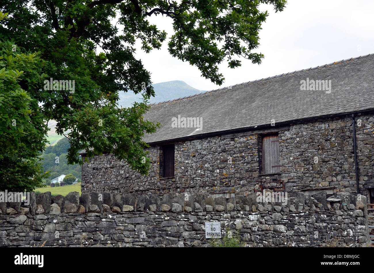 Large traditional barn with dry stone walls and slate roof at Coniston ...