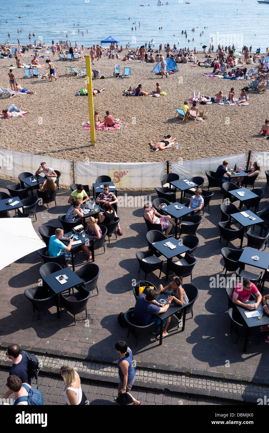 A very crowded Brighton Beach on a hot sunnny Sunday. Brighton. Picture ...