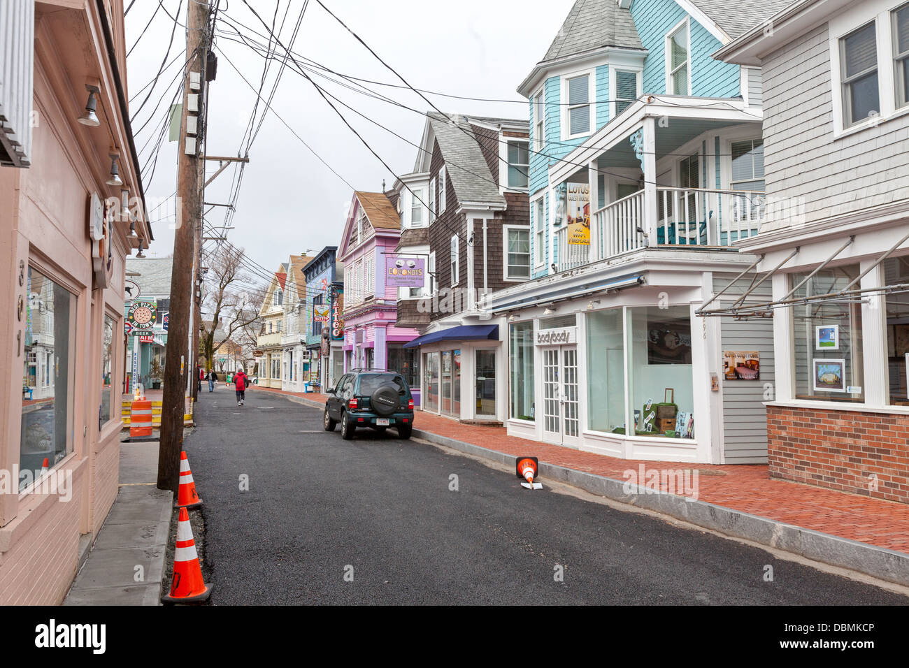People, tourists walking along Commercial Street and the shops and ...