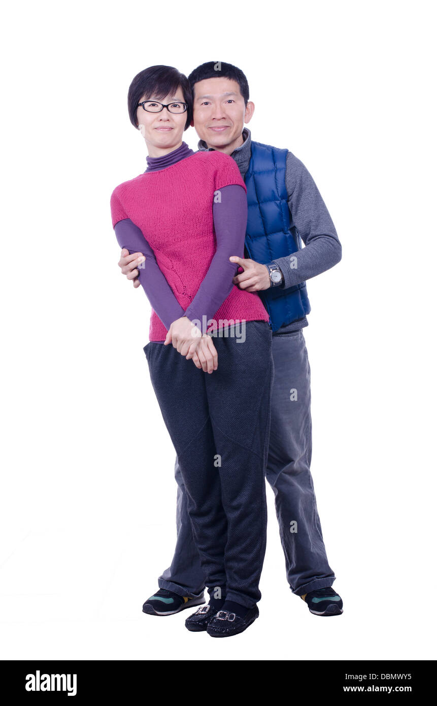 Portrait of married couple on white background Stock Photo - Alamy