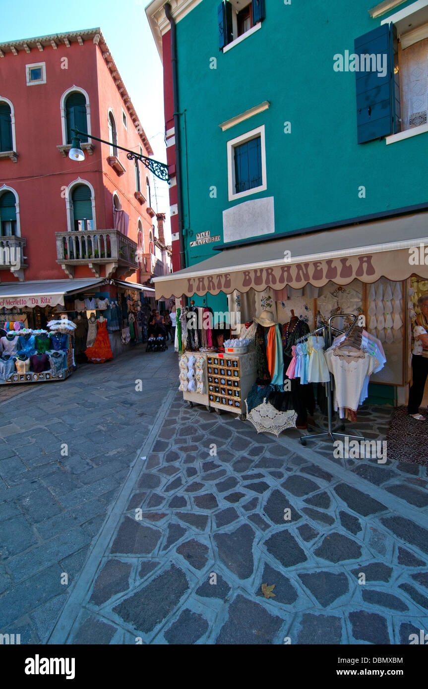 Italy Venice Burano island with traditional colorful houses Stock Photo ...