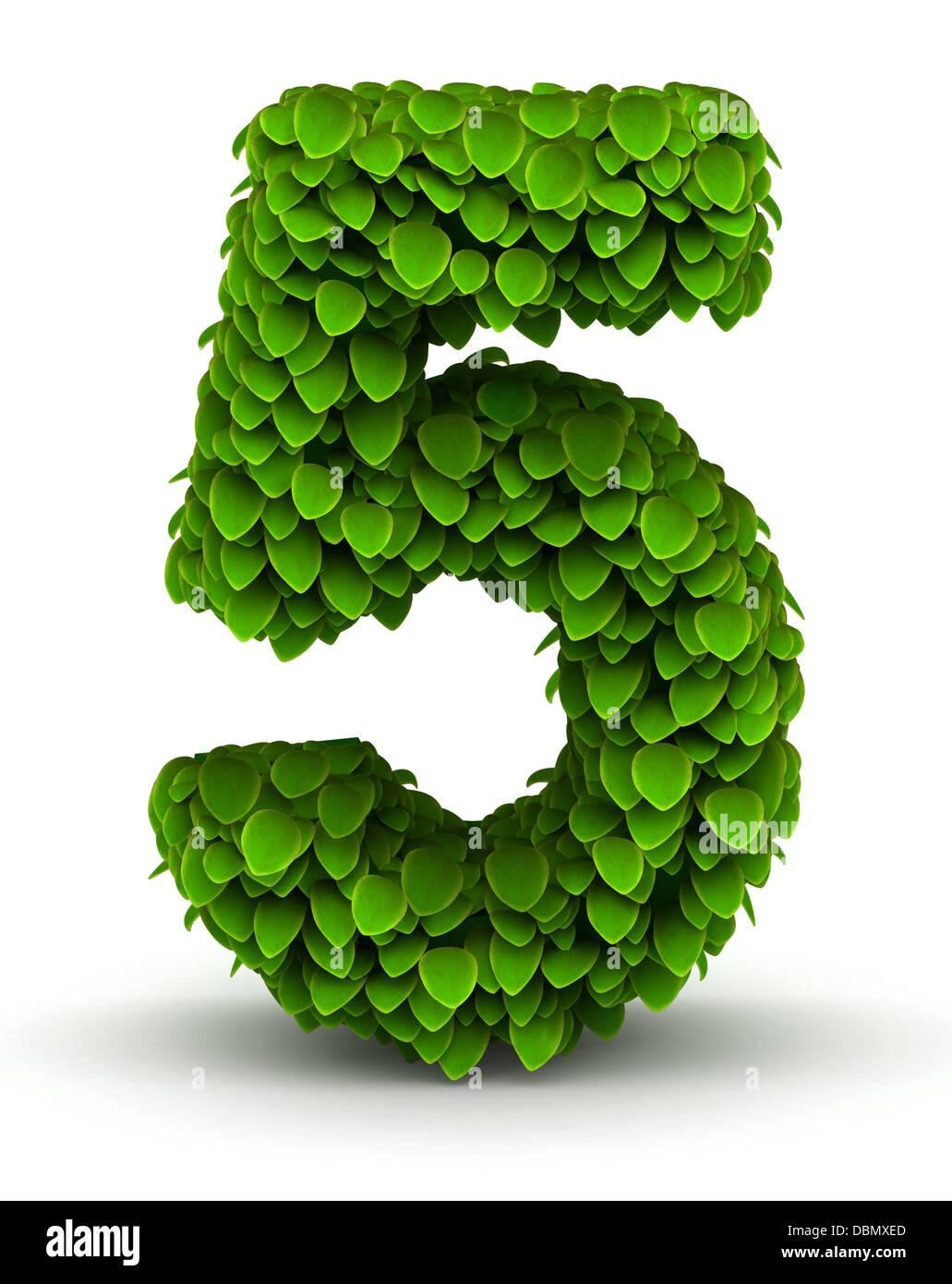 Number 5, green leaves font Stock Photo - Alamy