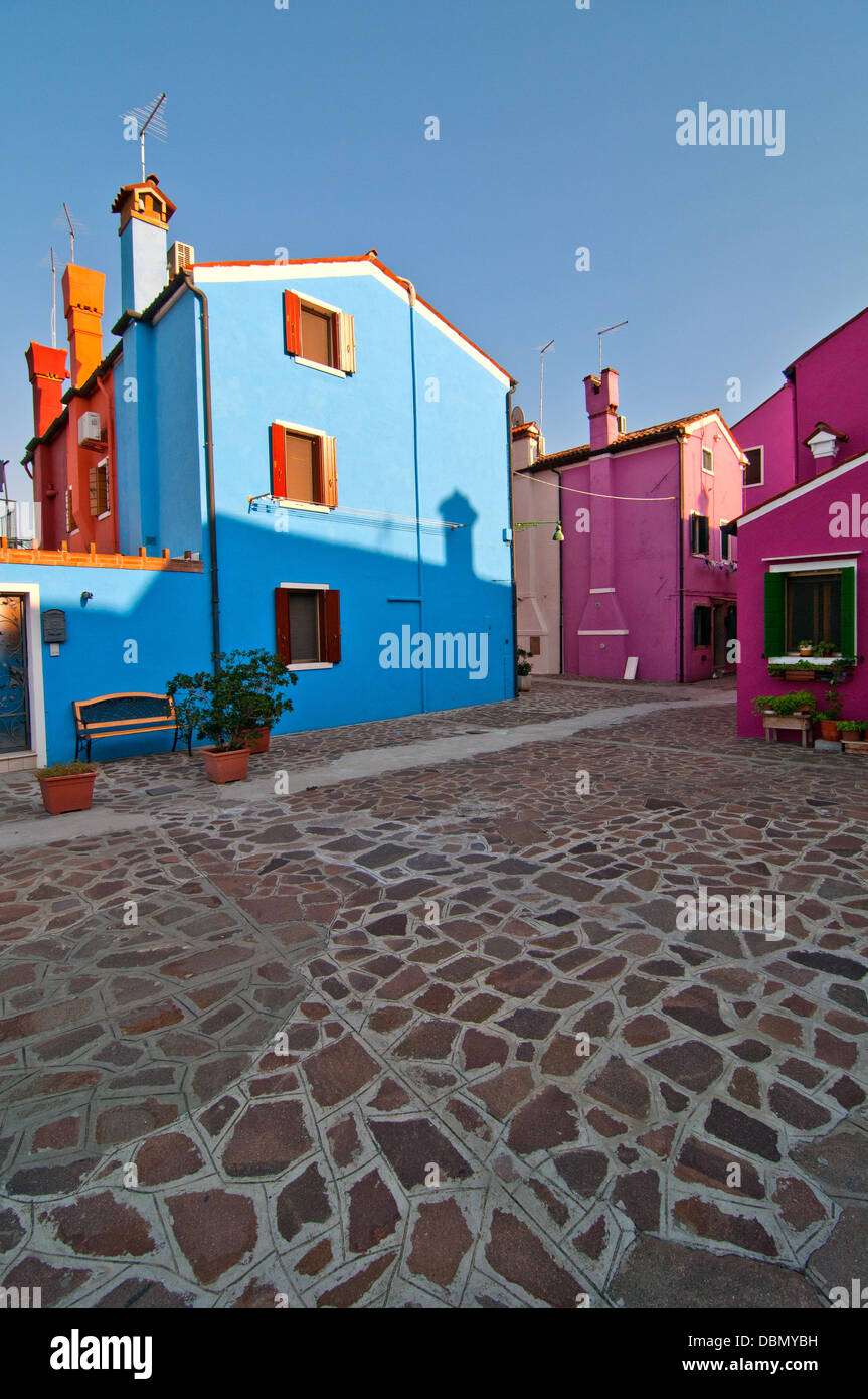 Italy Venice Burano island with traditional colorful houses Stock Photo ...