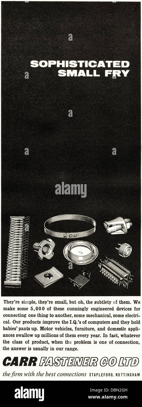 Advertisement for industrial fasteners by Carr Fastener Co Ltd of ...