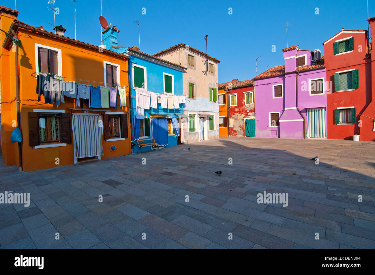 Italy Venice Burano island with traditional colorful houses Stock Photo ...
