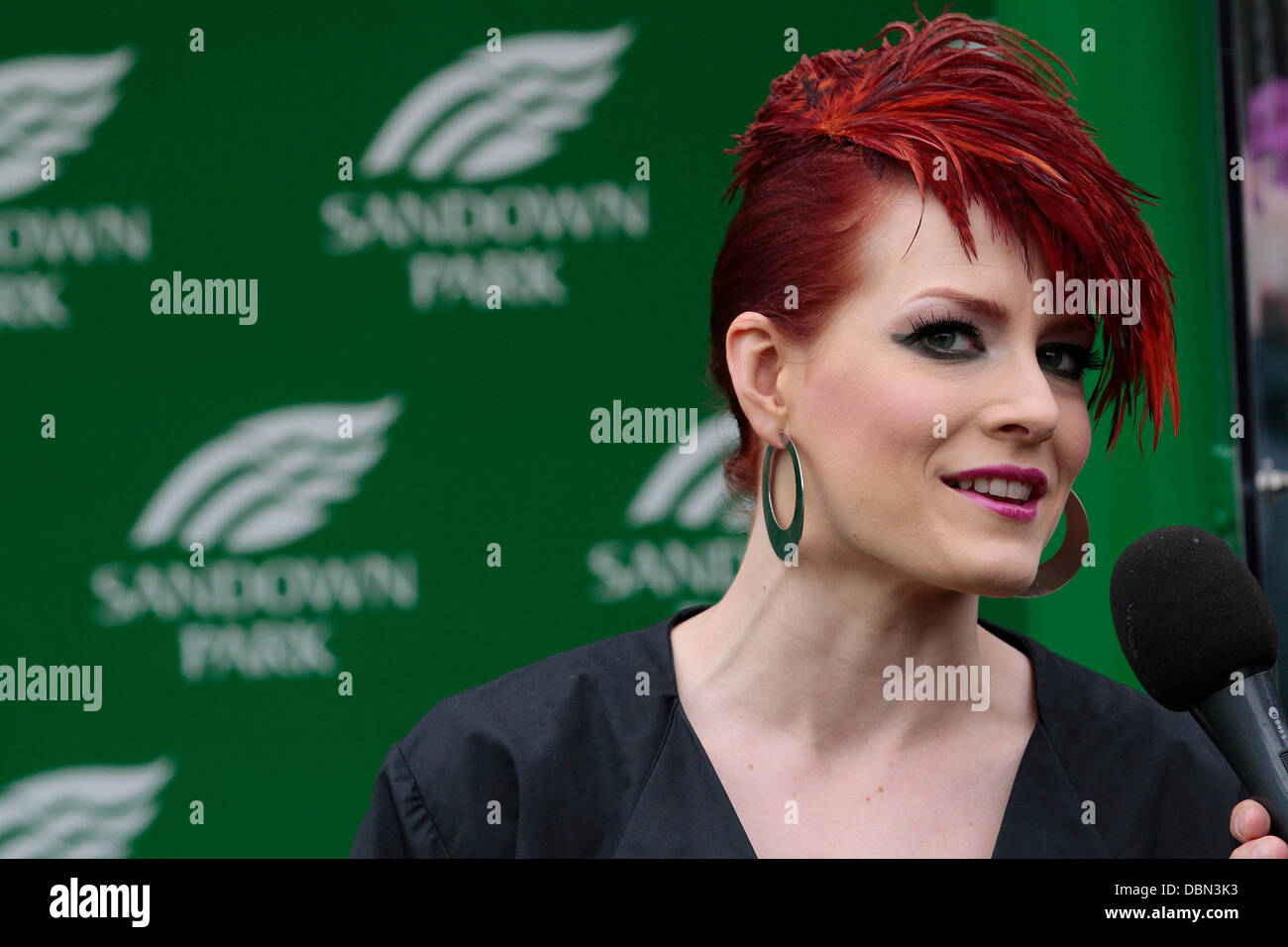 Ana Matronic of the Scissor Sisters being interviewed at Sandown Park ...