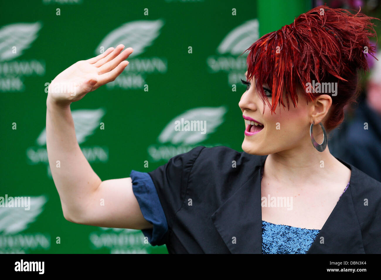 Ana Matronic of the Scissor Sisters being interviewed at Sandown Park ...
