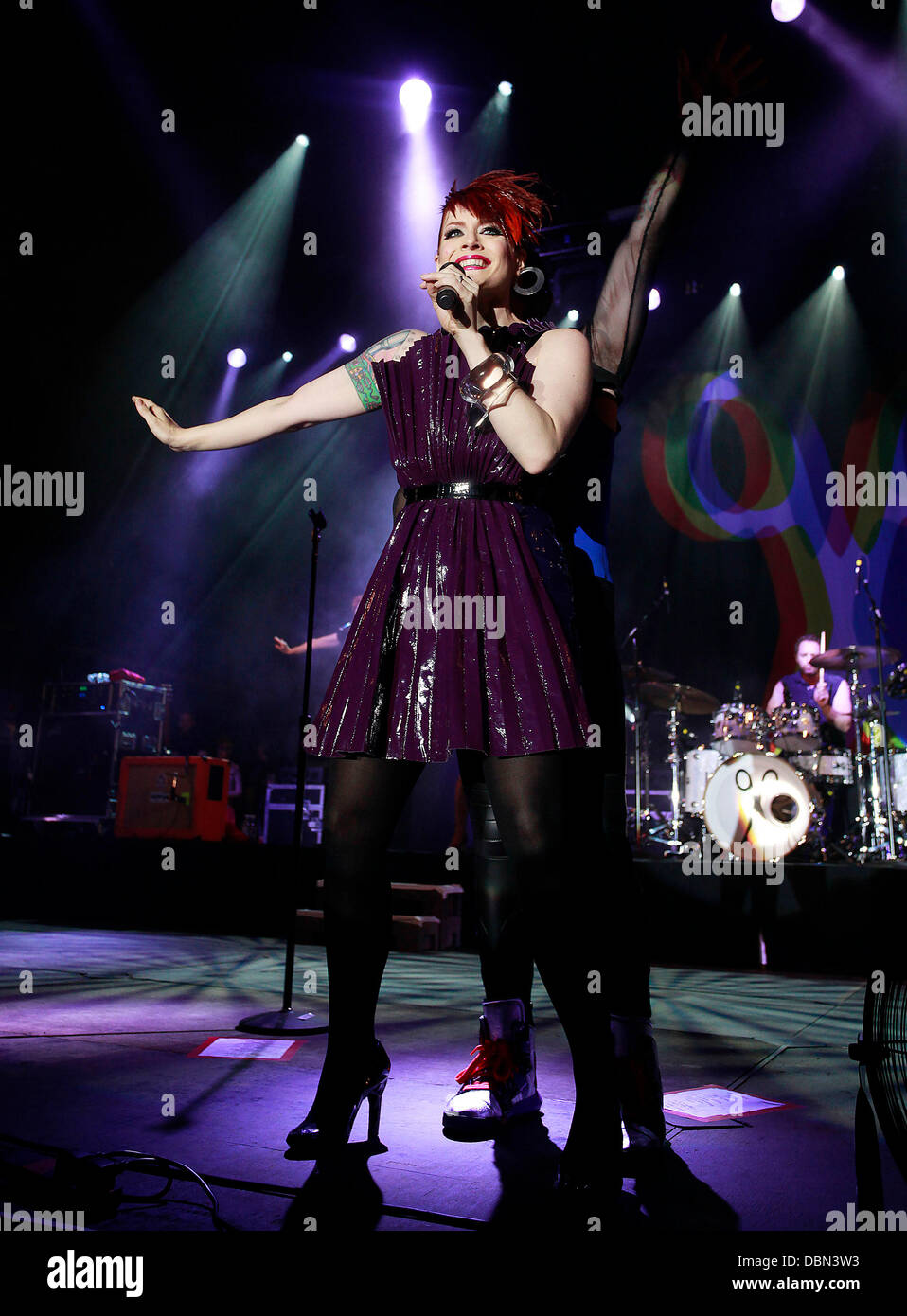Ana Matronic, of the Scissor Sisters peforming at Sandown Park. Esher ...
