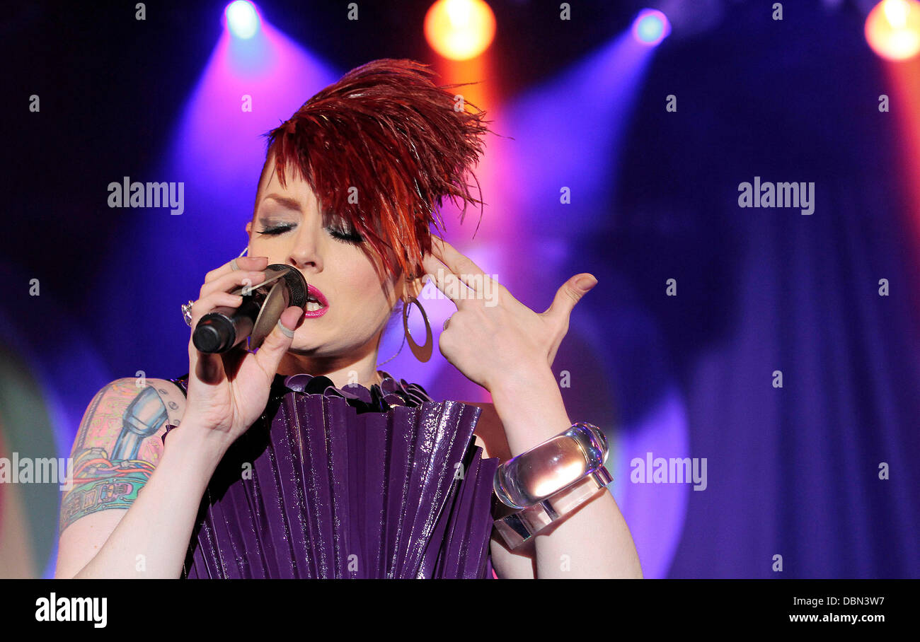 Ana Matronic, of the Scissor Sisters peforming at Sandown Park. Esher ...
