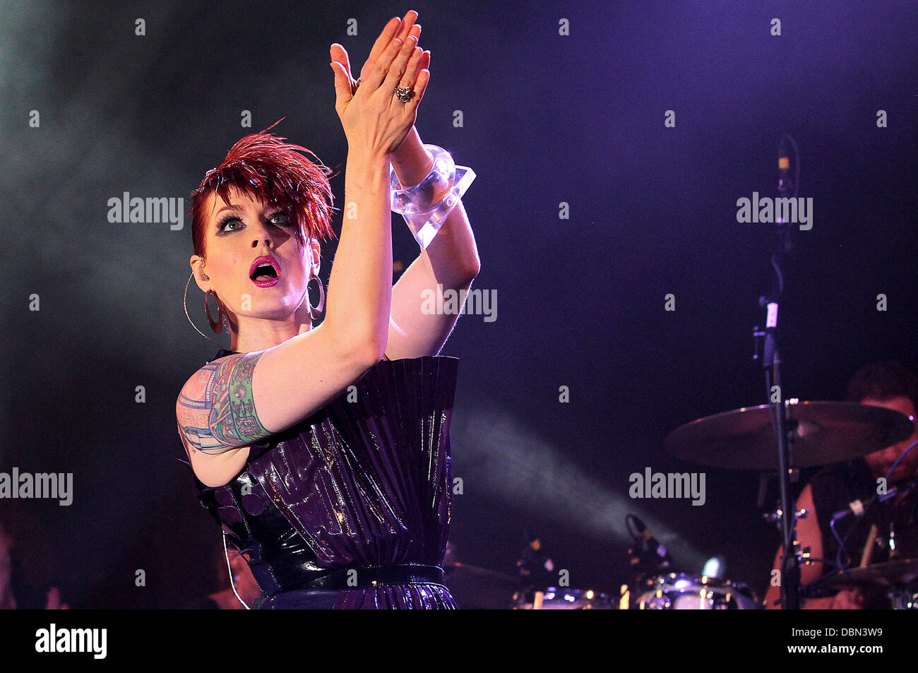 Ana Matronic, of the Scissor Sisters peforming at Sandown Park. Esher ...