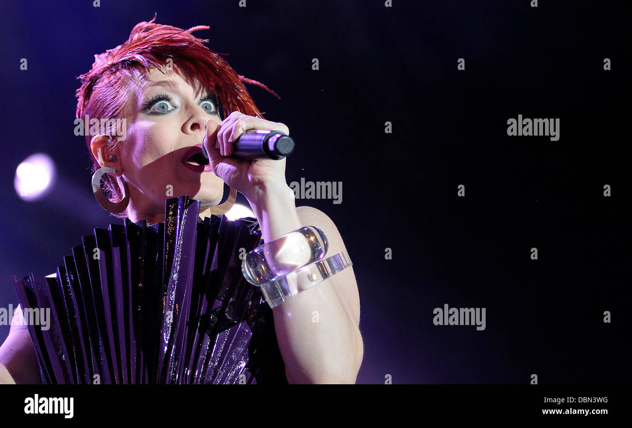 Ana Matronic, of the Scissor Sisters peforming at Sandown Park. Esher ...