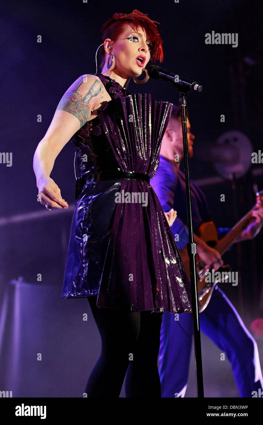 Ana Matronic, of the Scissor Sisters peforming at Sandown Park. Esher ...