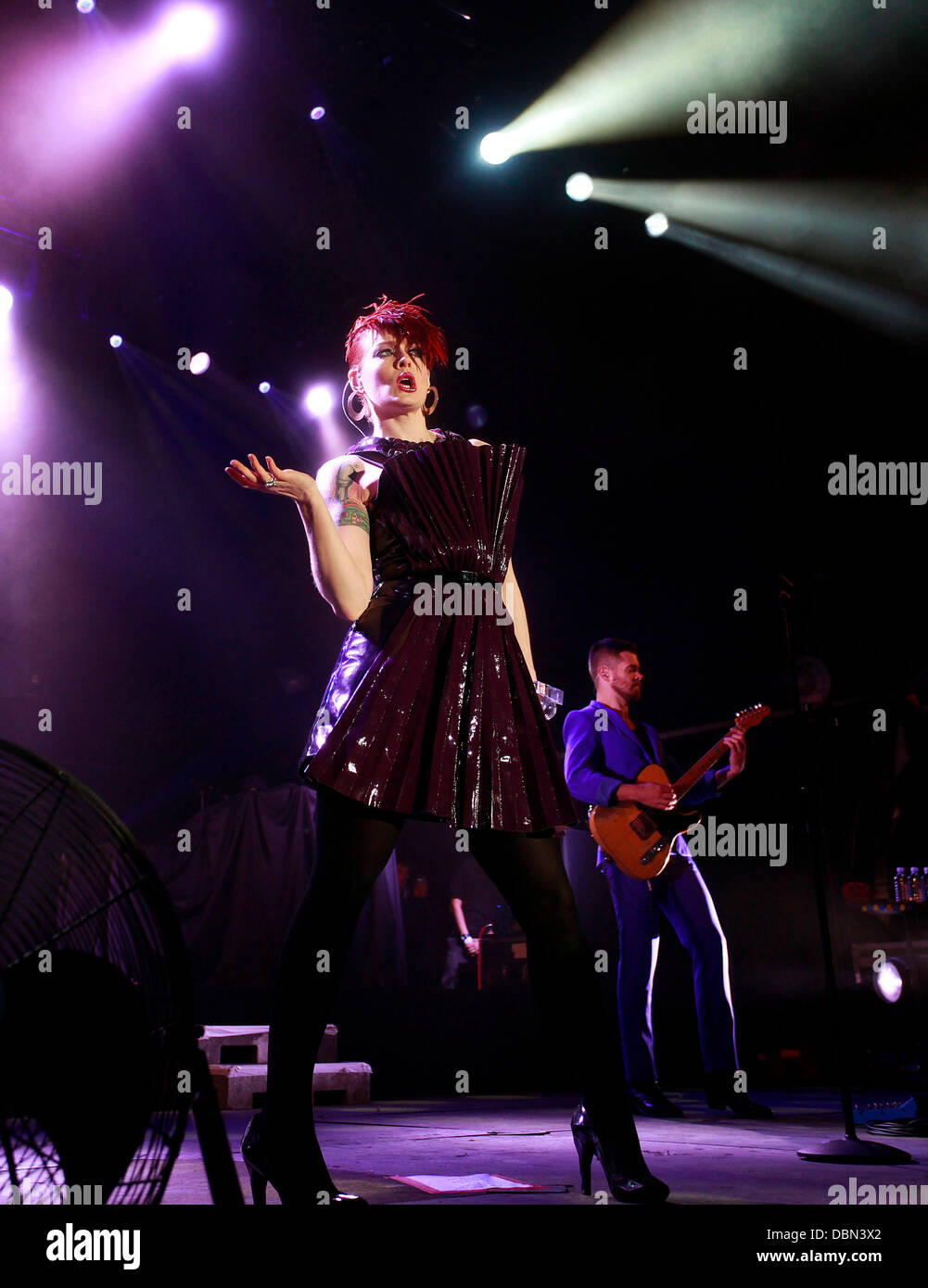 Ana Matronic, of the Scissor Sisters peforming at Sandown Park. Esher ...