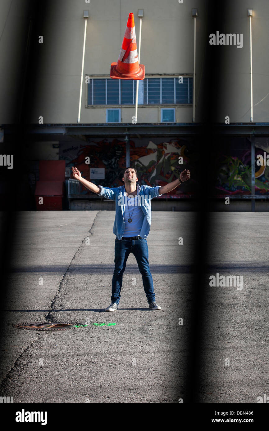 Traffic cone and man hi-res stock photography and images - Alamy