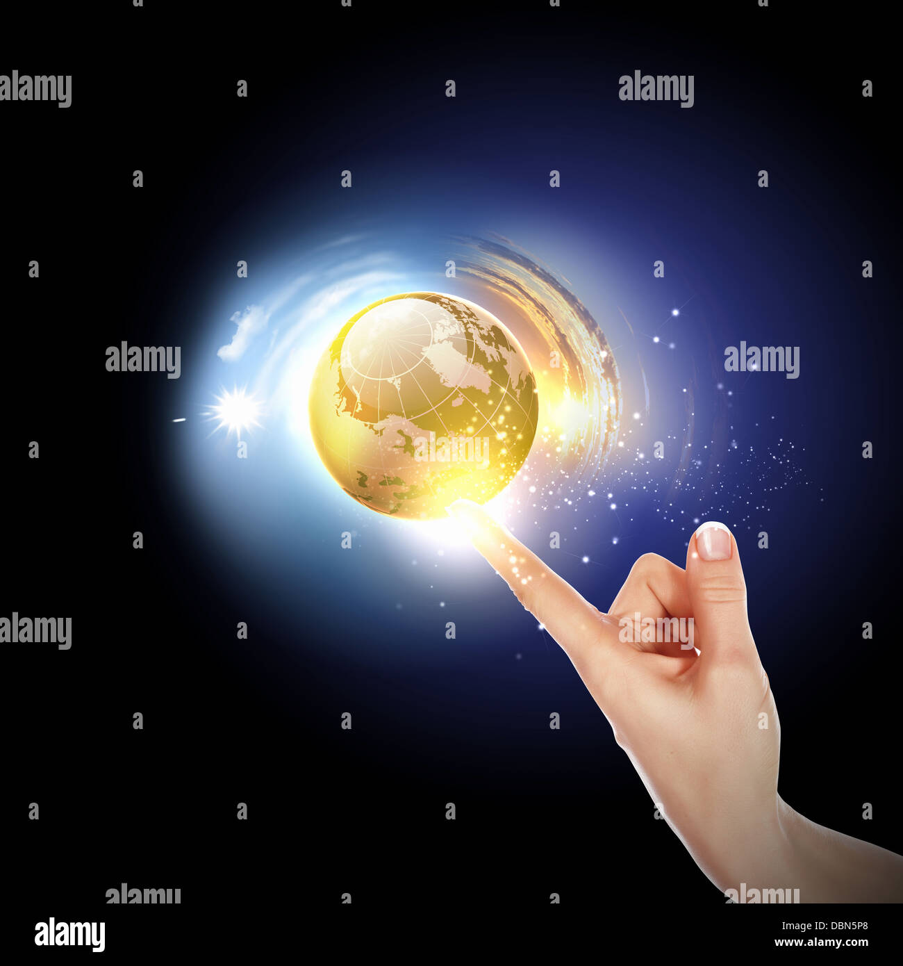 hand touching the earth Stock Photo - Alamy
