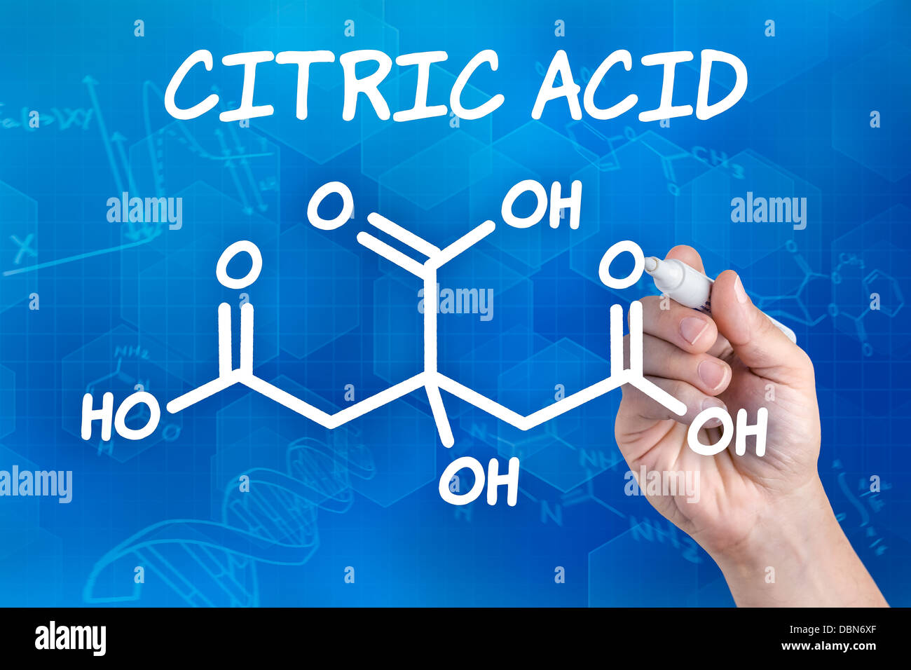 hand with pen drawing the chemical formula of citric acid Stock Photo ...