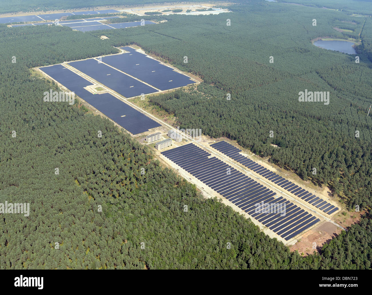 Thousands of thin film solar modules are installed on the area of the ...