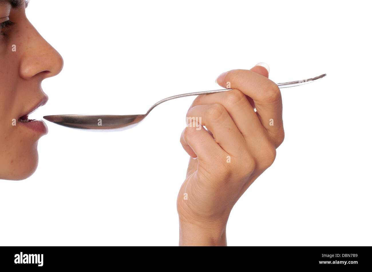 Hand spoon lips hi-res stock photography and images - Alamy