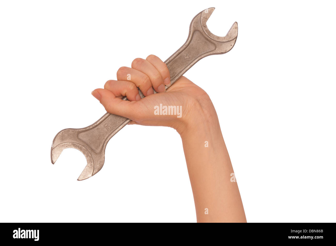 Hand holding broken spanner Cut Out Stock Images & Pictures - Alamy
