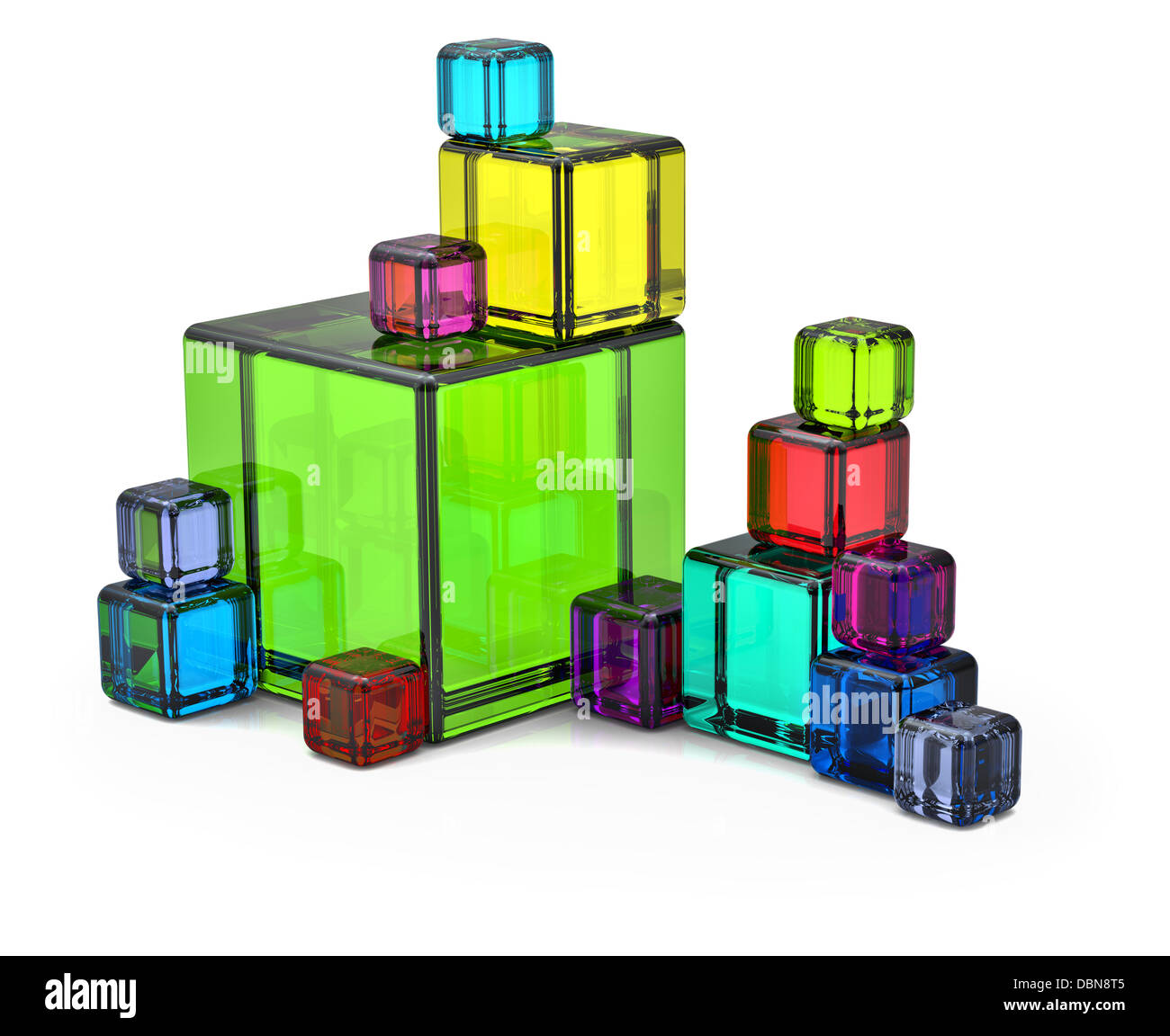 Colored rendered cubes Stock Photo - Alamy