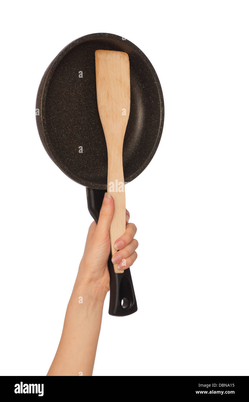 Hand holding teflon frying pan hi-res stock photography and images - Alamy