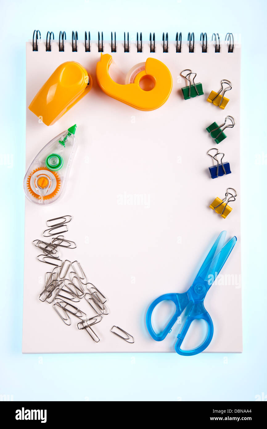 School tools on a white background Stock Photo - Alamy