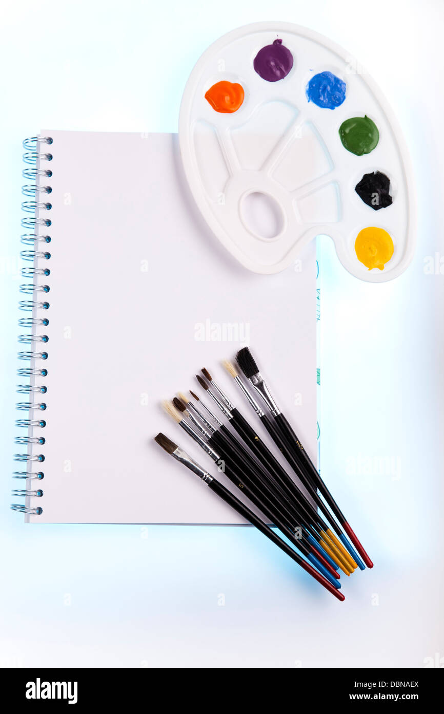 Back to school, Notepad with supplies Stock Photo - Alamy