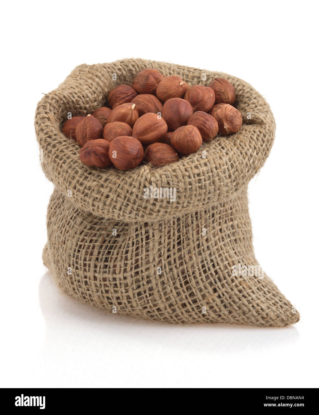 nuts hazelnut in bag isolated on white background Stock Photo - Alamy