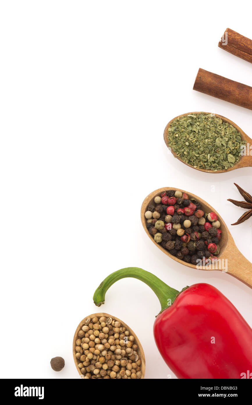 food ingredients and spices isolated on white background Stock Photo ...