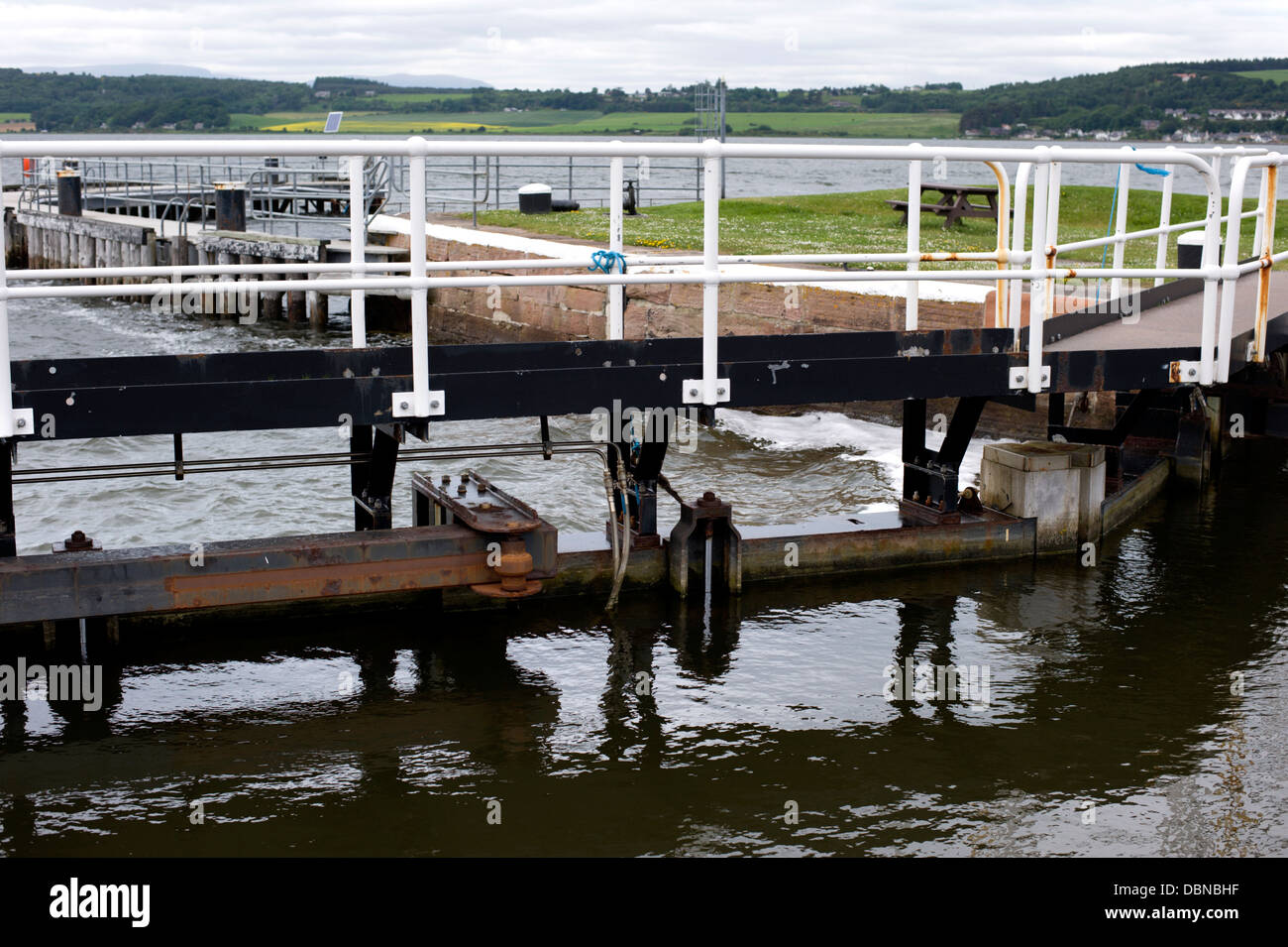 The lock gates at Clachnaharry at the start of the Caledonian Canal ...
