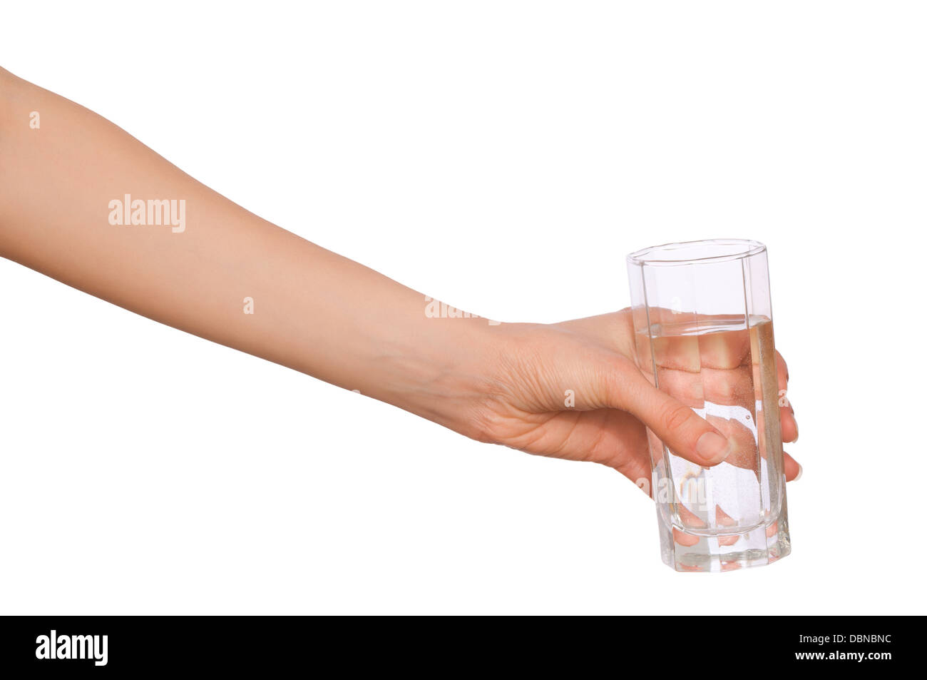 Hand holding glass of water Cut Out Stock Images & Pictures - Alamy