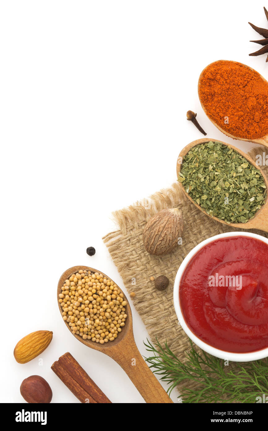 food ingredients and spices isolated on white background Stock Photo ...