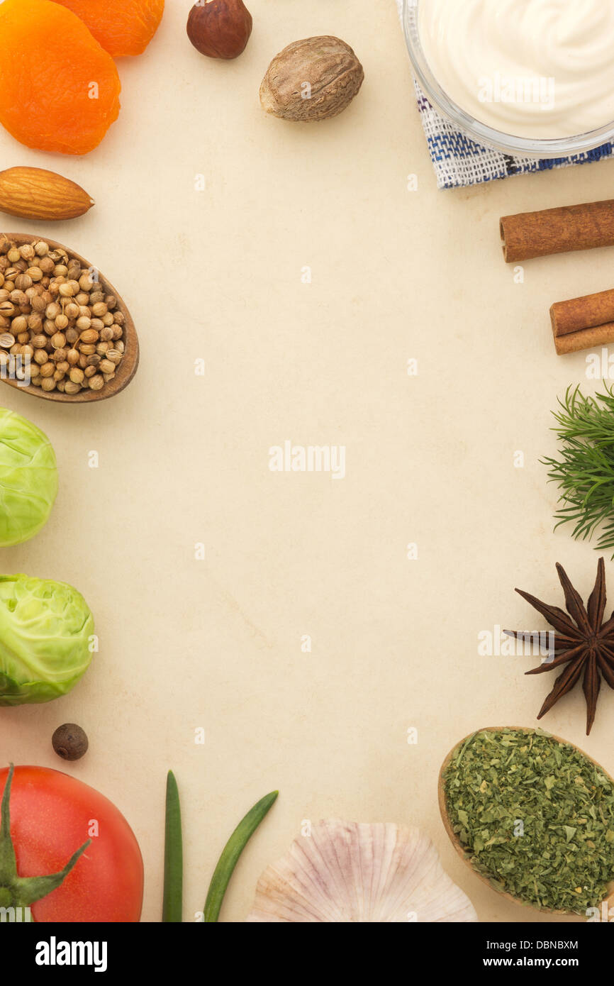 spices background and healthy food Stock Photo - Alamy