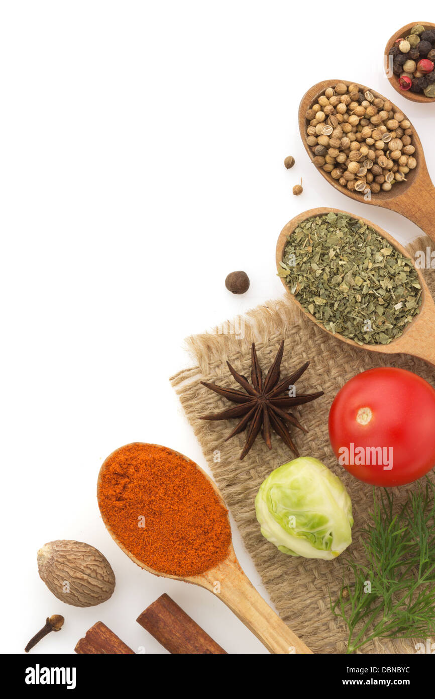 food ingredients and spices isolated on white background Stock Photo ...