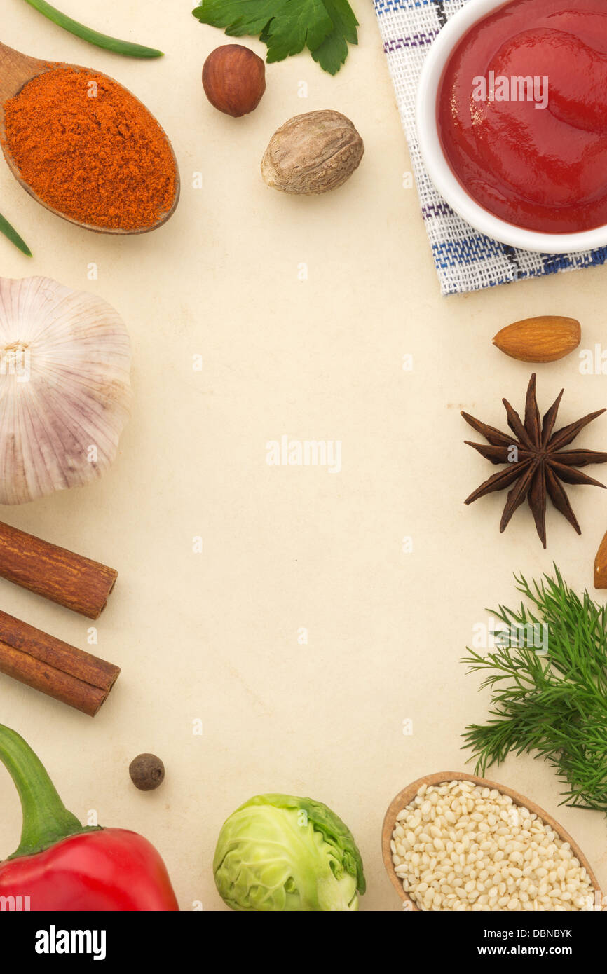 spices background and healthy food Stock Photo - Alamy