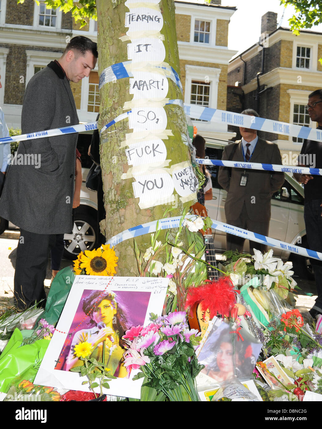 Reg Traviss outside Amy Winehouse's house following her tragic death on ...