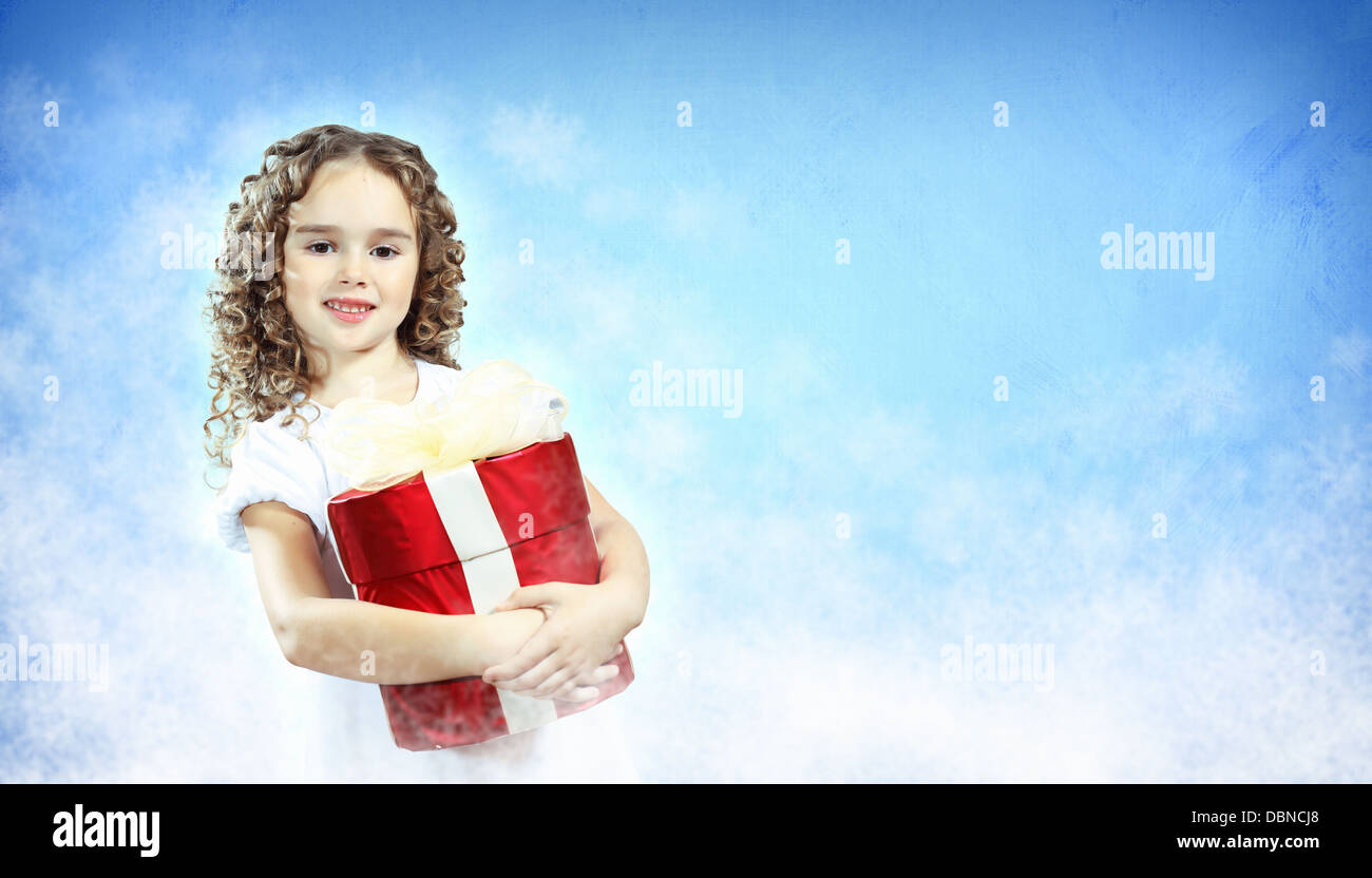 Happy girl opening gift box Stock Photo - Alamy